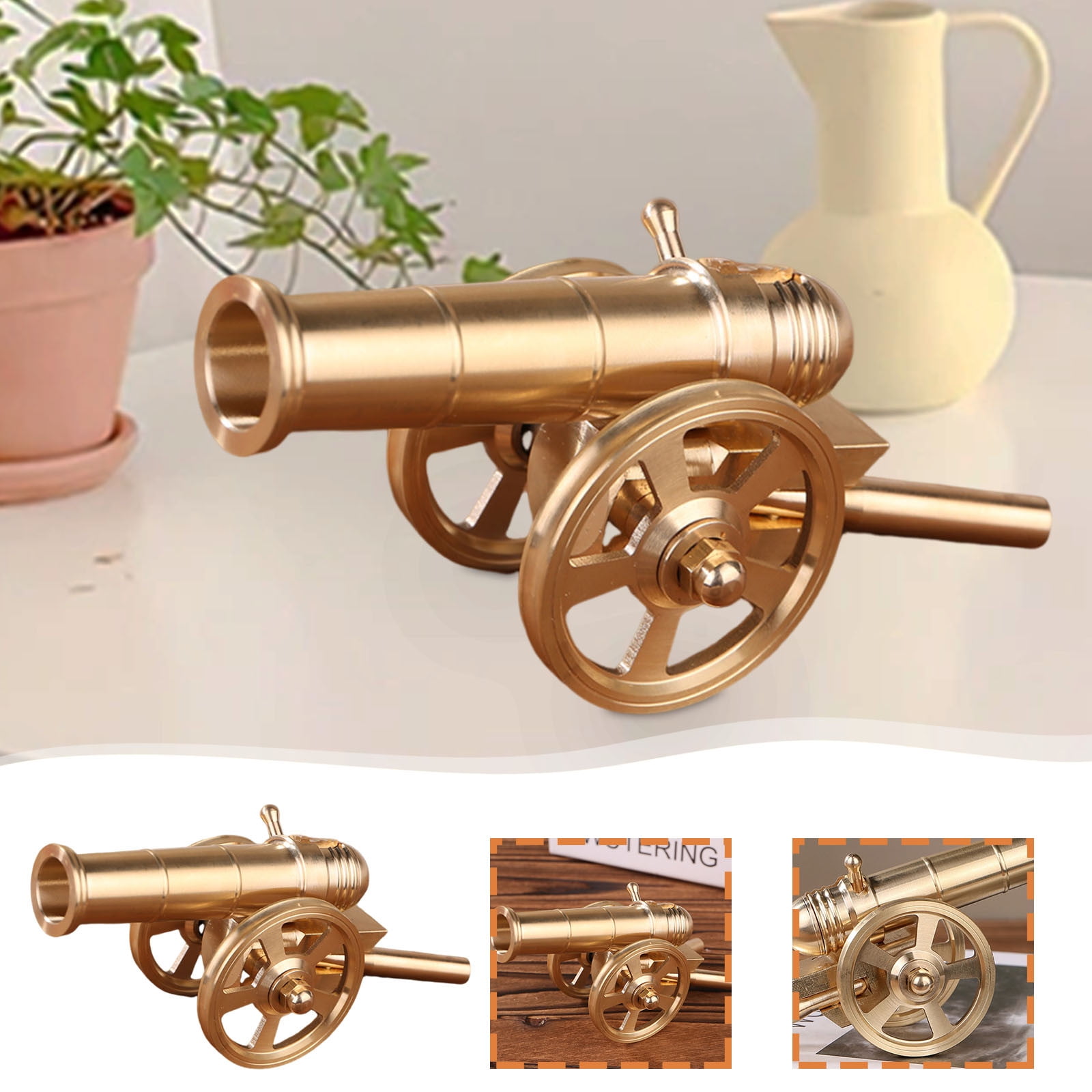 Hxlamzoo Mini Brass Napoleon Cannon Model Hand-Polished Desktop ...