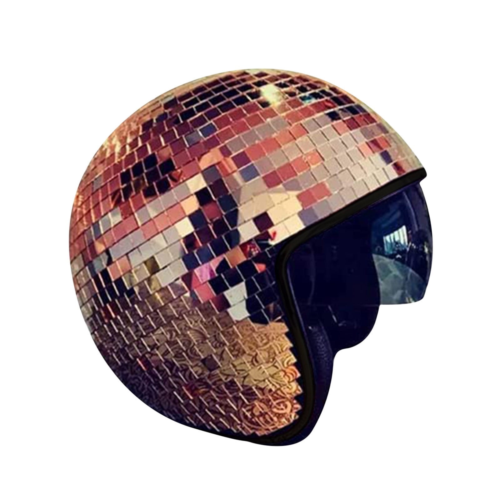 Hxlamzoo Mirror Disco Ball Helmet with Retractable Visor - Handcrafted ...