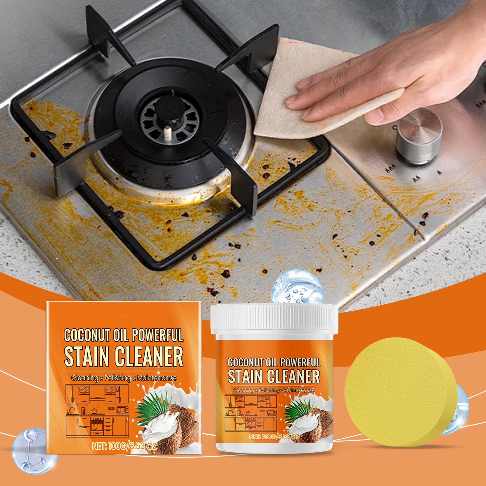 Hxlamzoo Multi-Purpose Cleaning Paste with Sponge - Powerful Stain ...