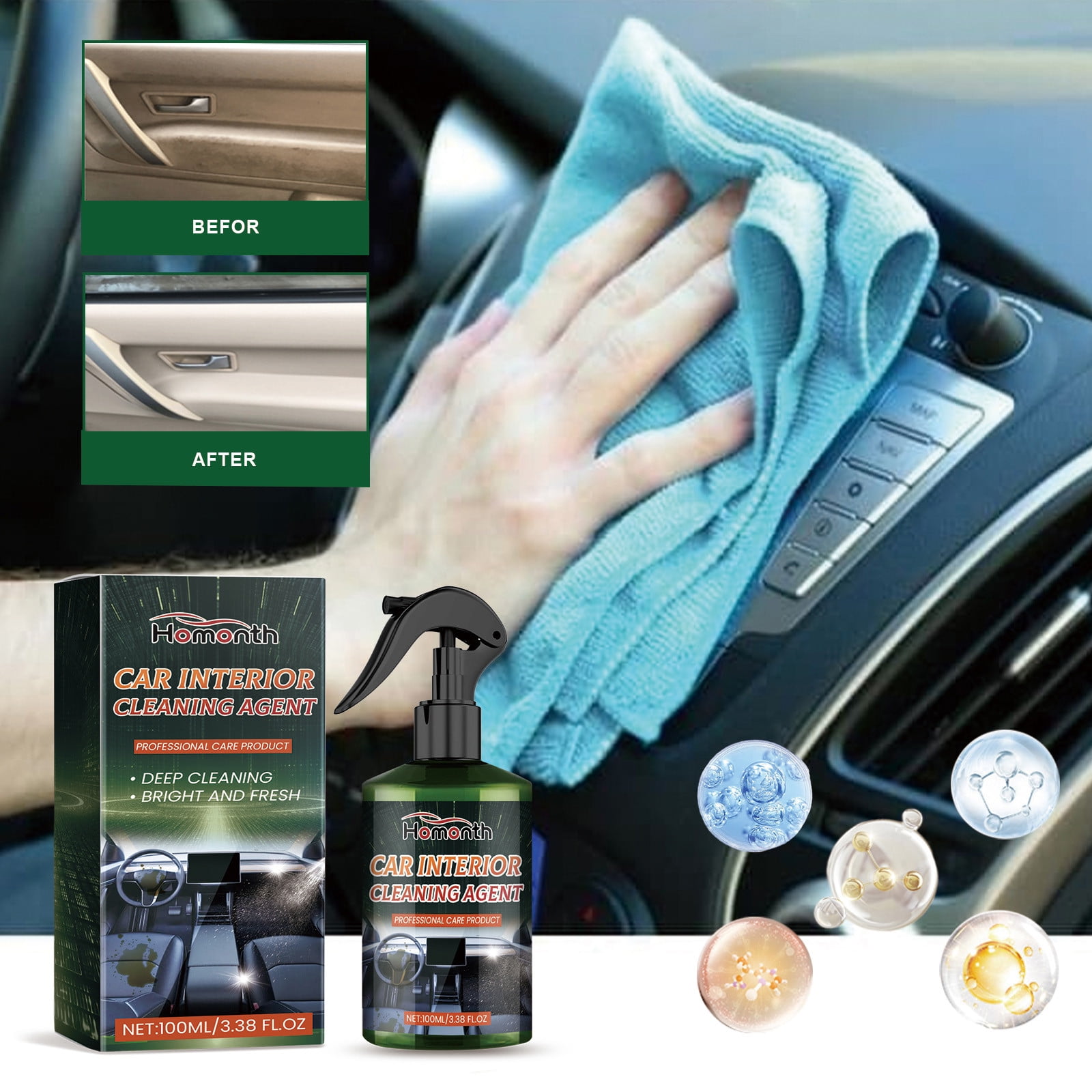 Hxlamzoo Multifunctional Car Interior Cleaner, Quick Decontaminationand Odor Removal, Safe and ...
