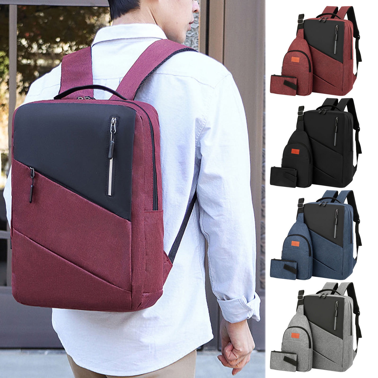 Hxlamzoo New Three Piece Backpack for College, USB Charging Business ...