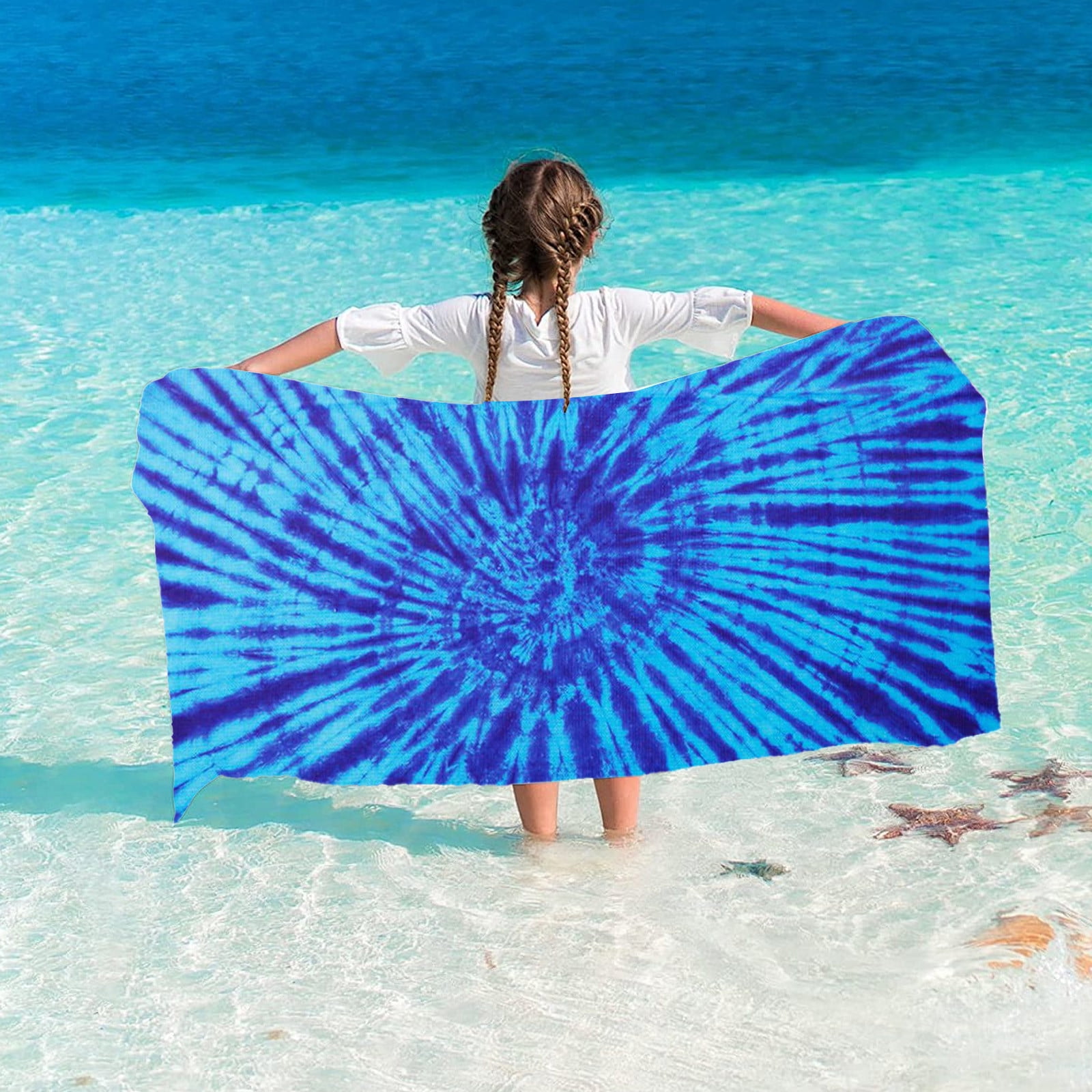 Hxlamzoo Oversized 80x160cm Polyester Beach Towel - Blue, Large Pool ...