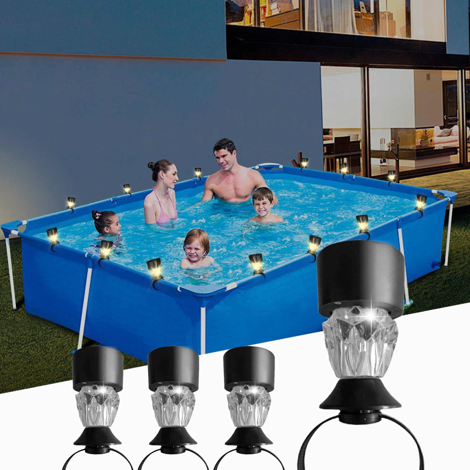 Hxlamzoo Pool Lights, 4 Pack Color Changing Above Ground Pool Lights ...