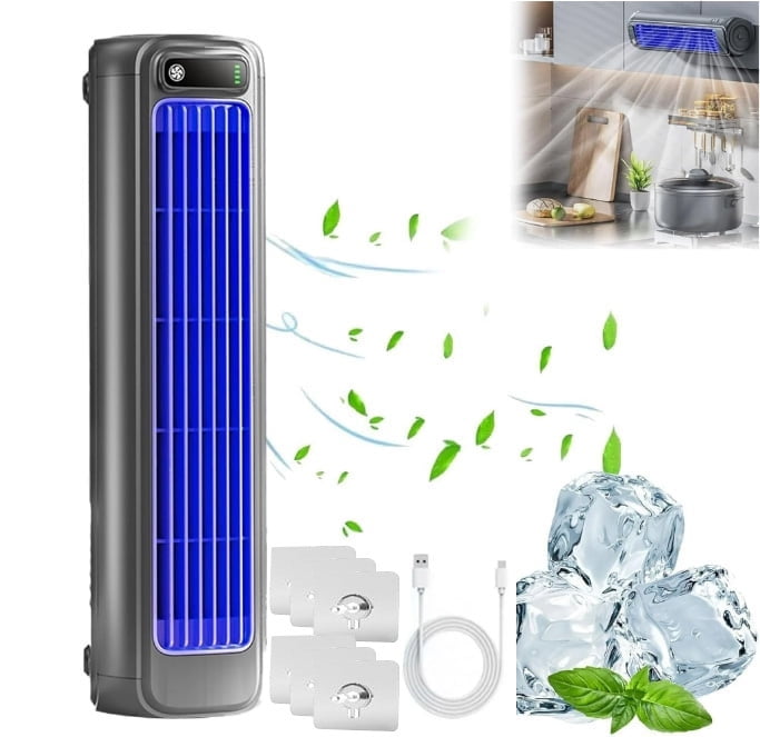 Hxlamzoo Rechargeable Bladeless Tower Fan with 3-Speed Cooling, 20dB ...