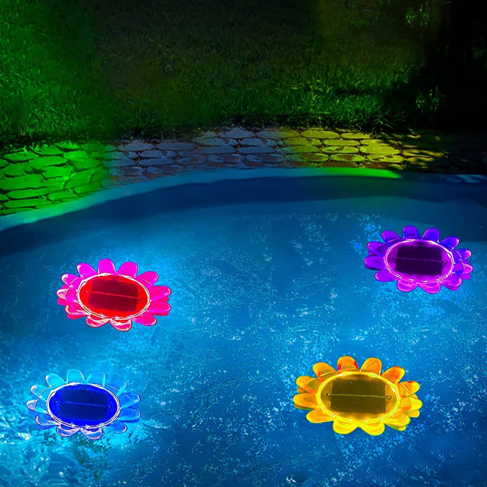 Hxlamzoo Solar-Powered Floating Pool Light with RGB Color Changing ...