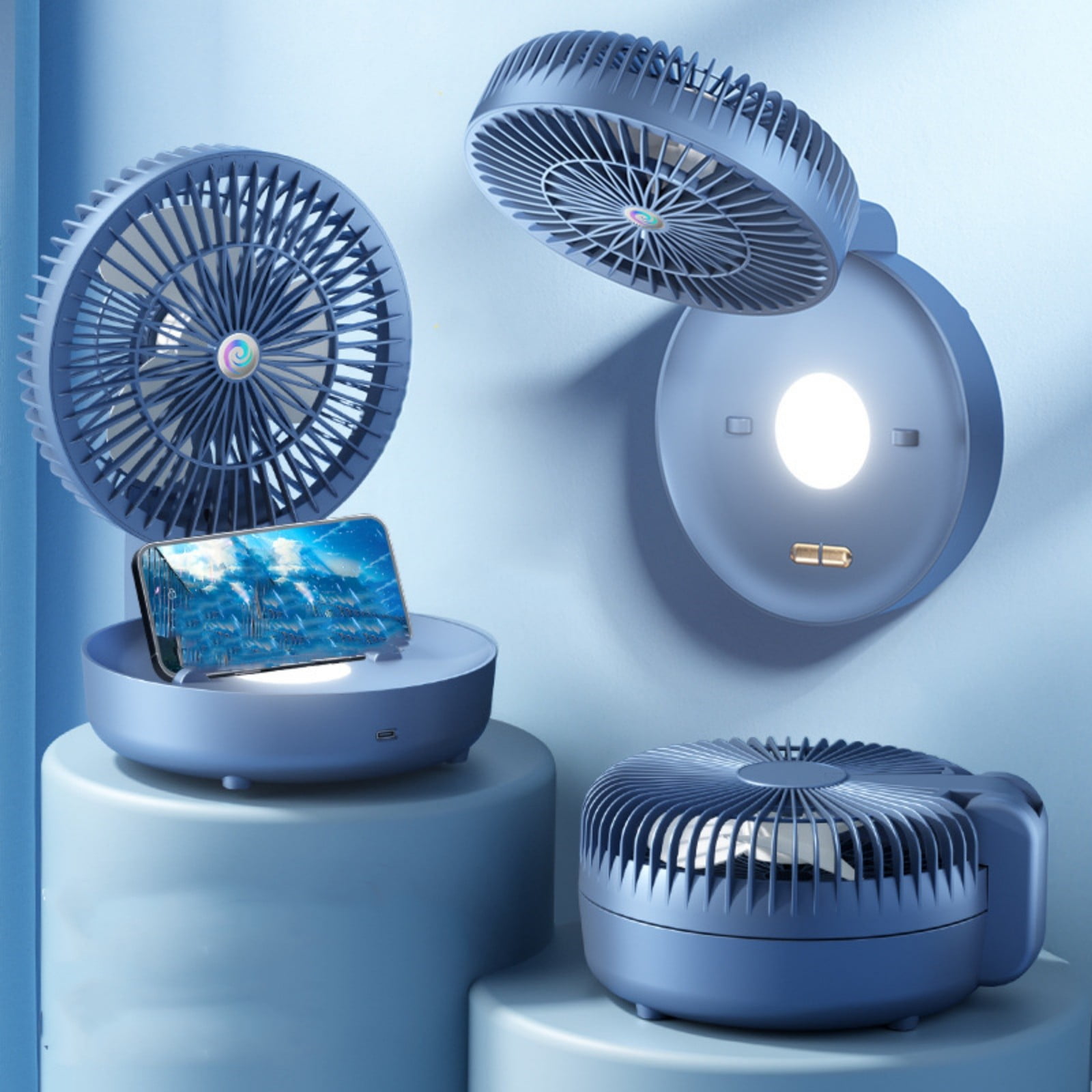 Hxlamzoo USB Rechargeable Foldable Desk Fan with 3000mAh Battery, 3 ...