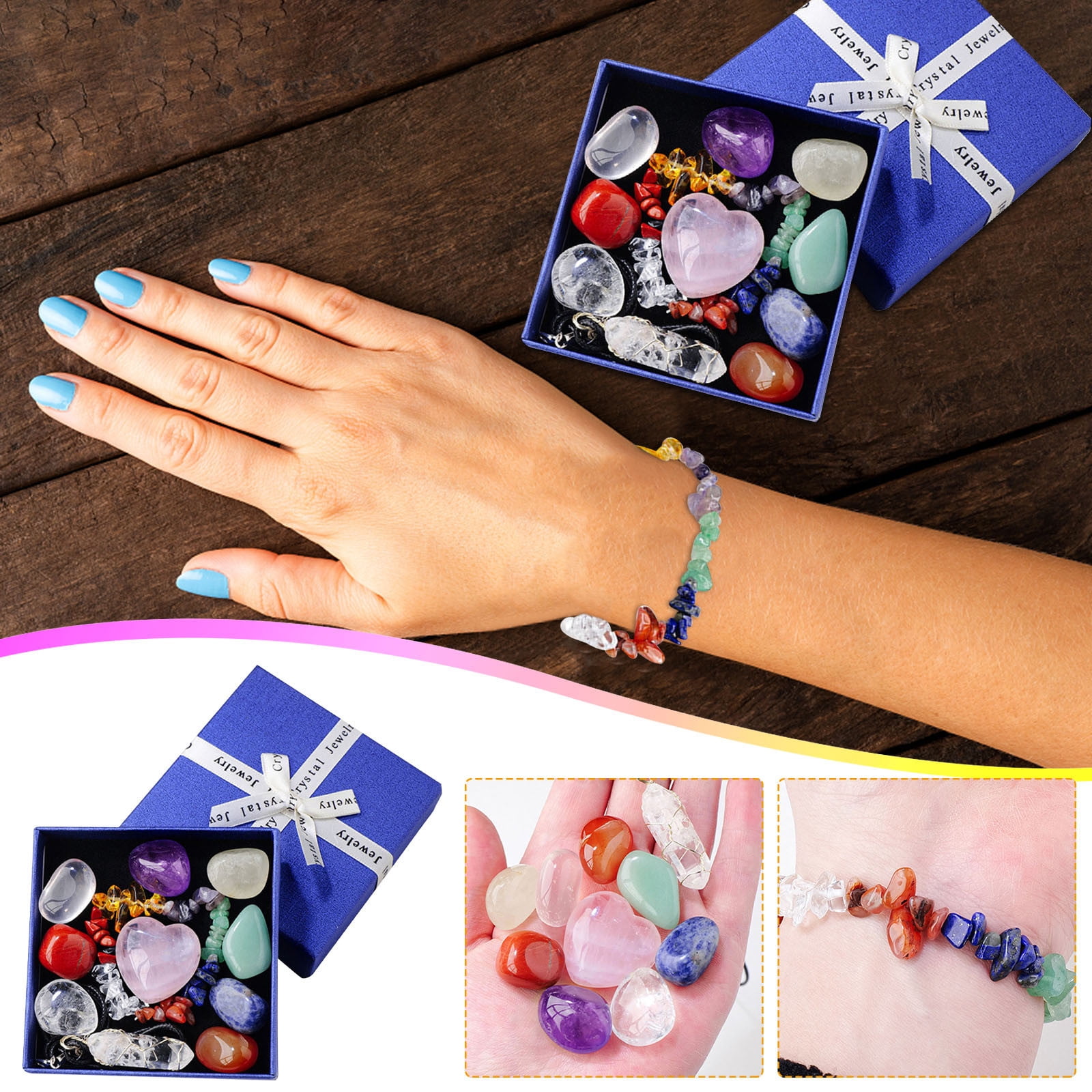 Hxlamzoo Valentine's Day Gifts Crystal Chakra Combination Set Pinks ...