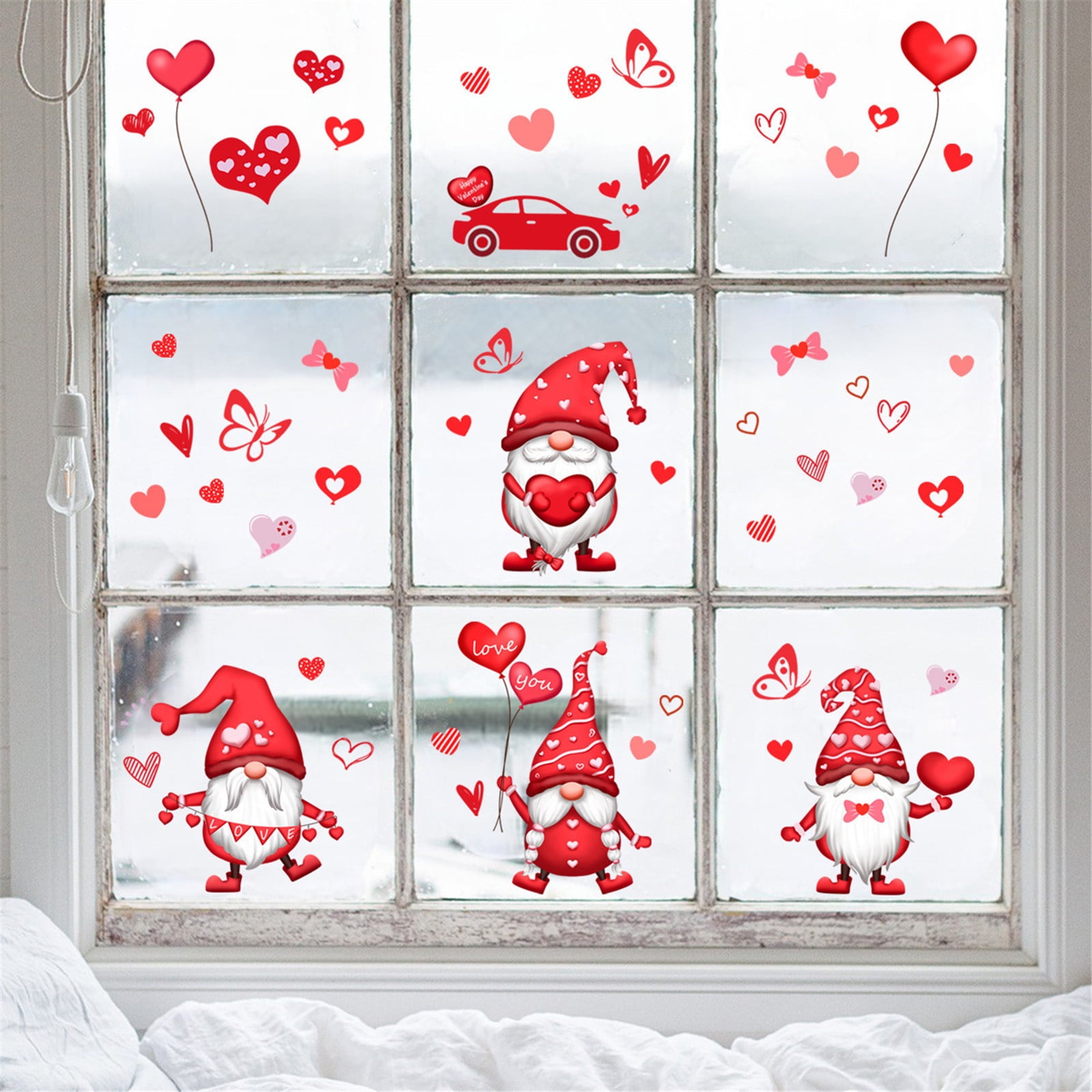 Hxlamzoo Valentine's Day Heart Window Stickers Electrostatic Detachable ...