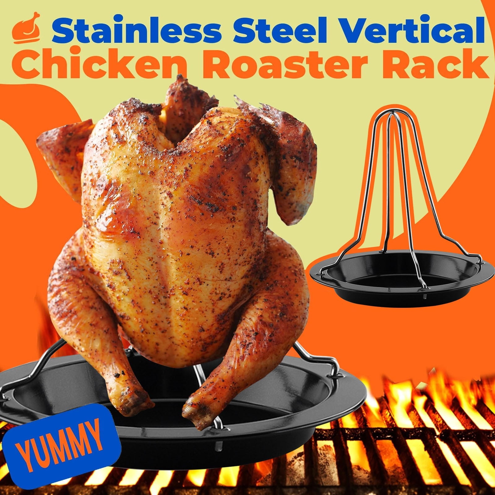 Hxlamzoo Wholesale Roast Chicken Stainless Steel Roaster Rack BBQ Stand ...