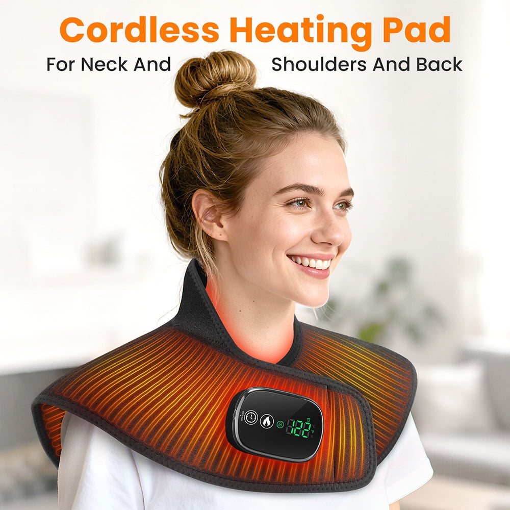 Hxlamzoo Wireless Neck Heating Pad Portable for Neck Pain Relief with 4 ...