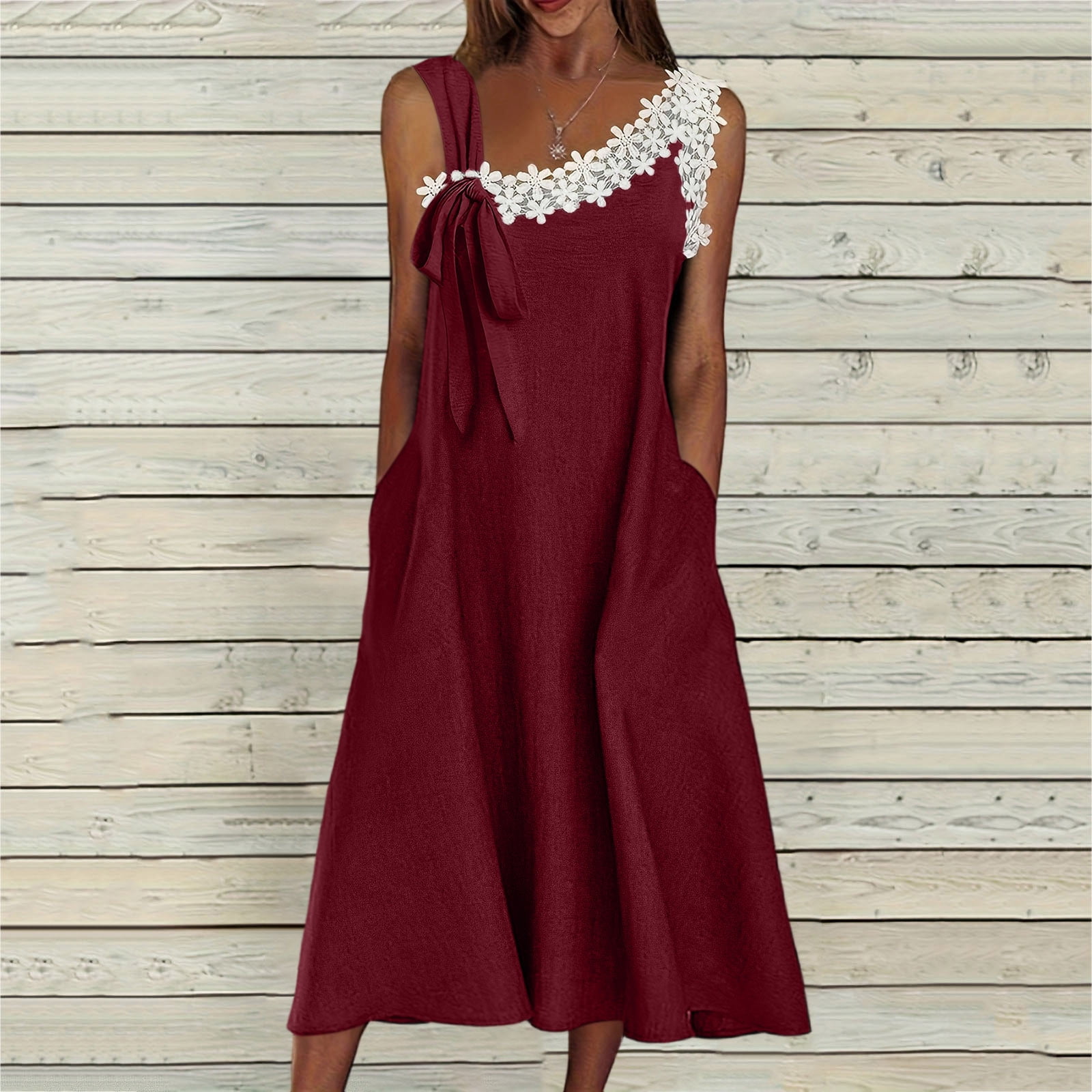 Hxlamzoo Women's Dress - Summer Designer Casual Sleeveless V-Neck Dress ...
