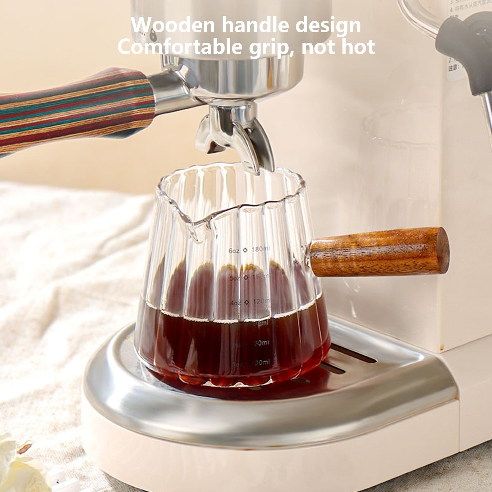 Hxlamzoo Wooden Handle Glass Small Milk Cup Condiment Cup Seasoning ...