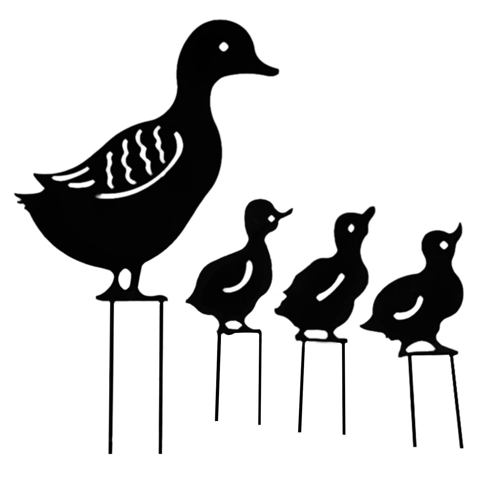 Hxlamzoo Wrought Iron Duck Garden Decor Set of 4 - Big and Small Metal ...