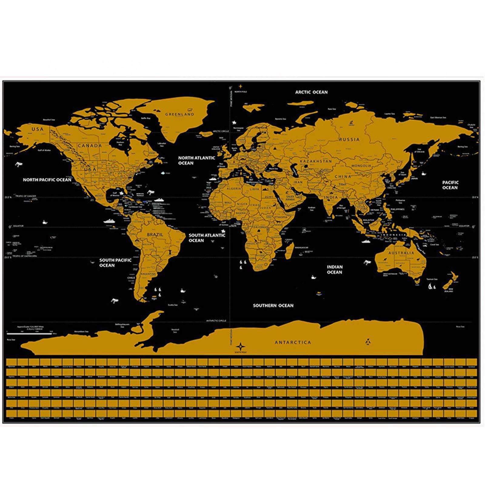 Hxlazmoo Scratch Off World Map Poster - Real Gold Scratchable Travel ...