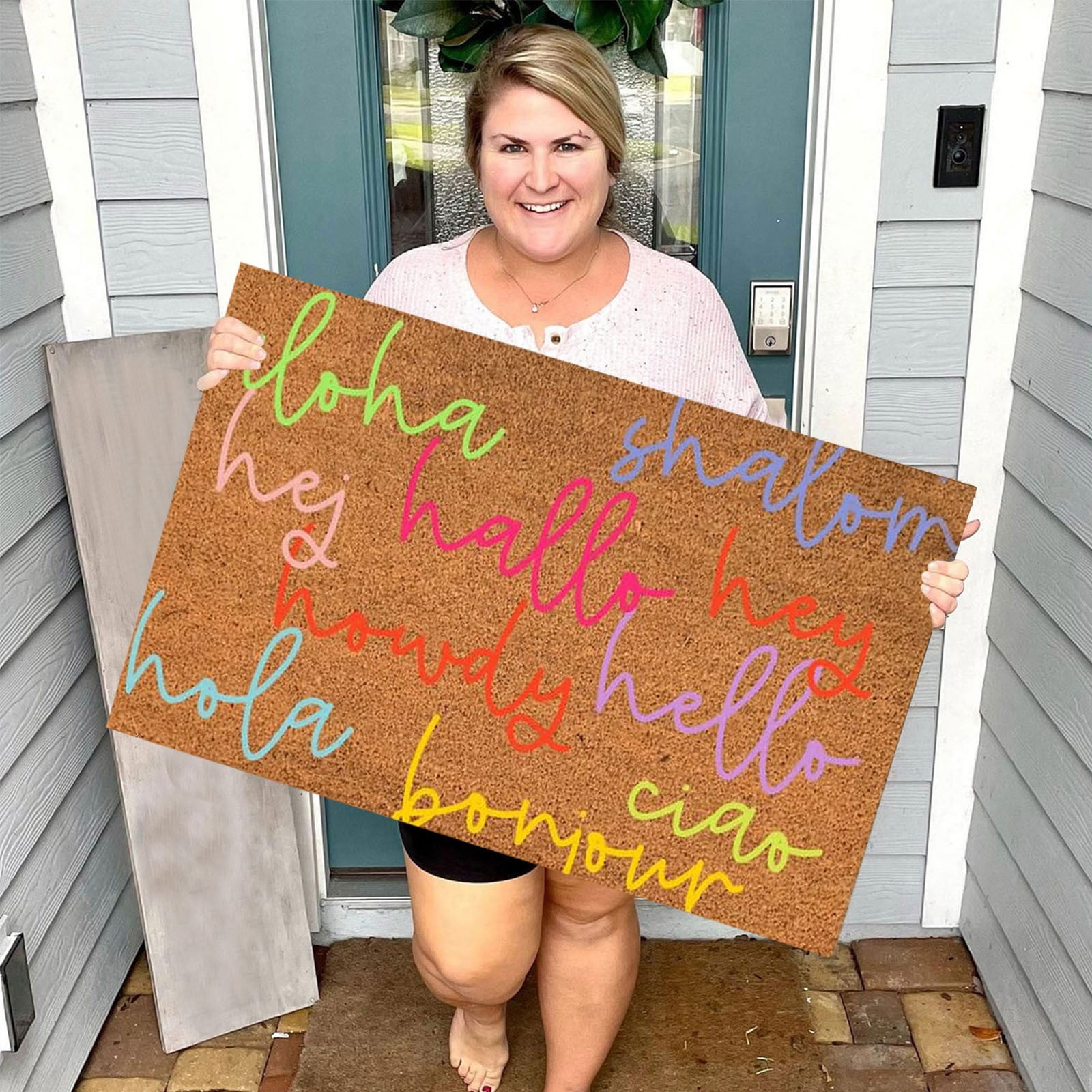 Hxoliqit Aloha Hallo Hej Hello Howdy Ciao Welcome Funny Cute Doormat ...