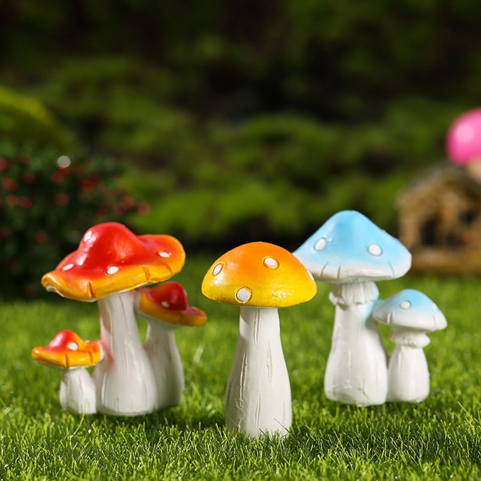 Hxoliqit Colorful Mini Mushroom 5” Tabletop Home Garden Resin Figurine ...
