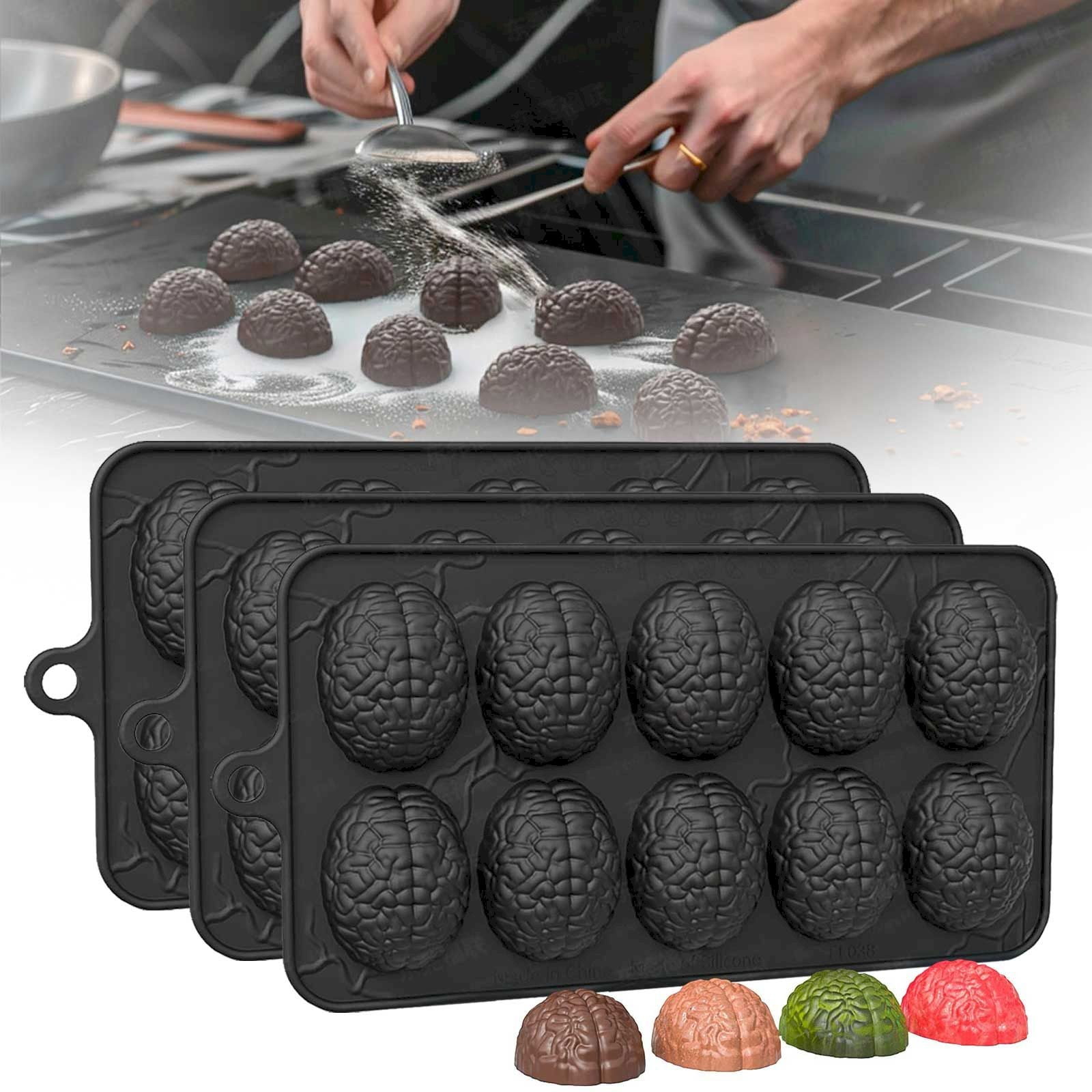 Hxoliqit,Cookie Mold Brain Halloween Skeleton Brain Silicone 10 Cavity ...