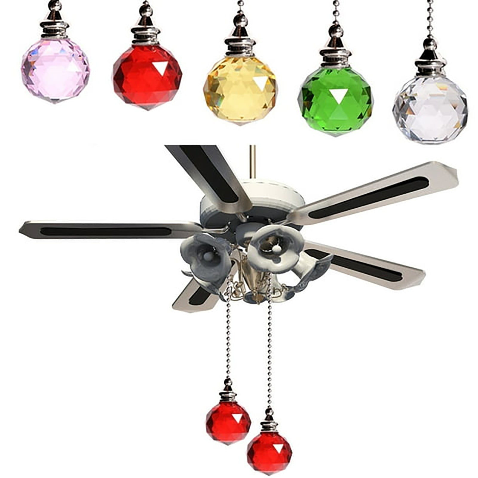 Hxoliqit Crystal Ball Dazzling Crystal Ceiling Fan Pull Chain Pull ...
