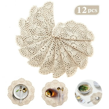 Floral Hand Crochet Doily Beige Table Doilies Cotton Table Pmats Oval ...