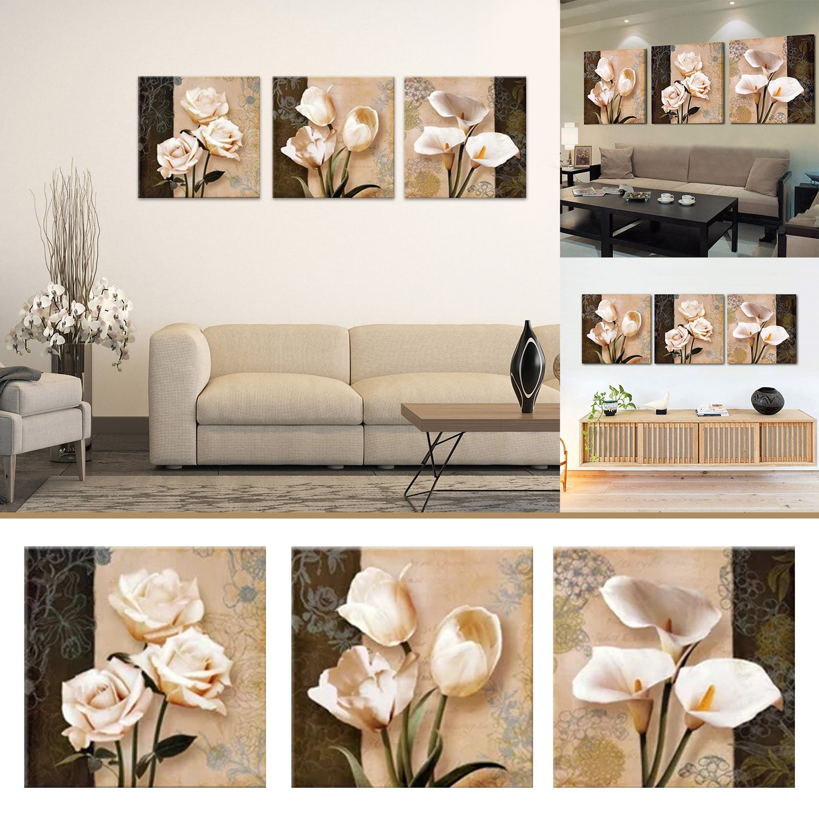 Hxoliqit Flower Canvas Art Prints (Set of 3) - Walmart.com