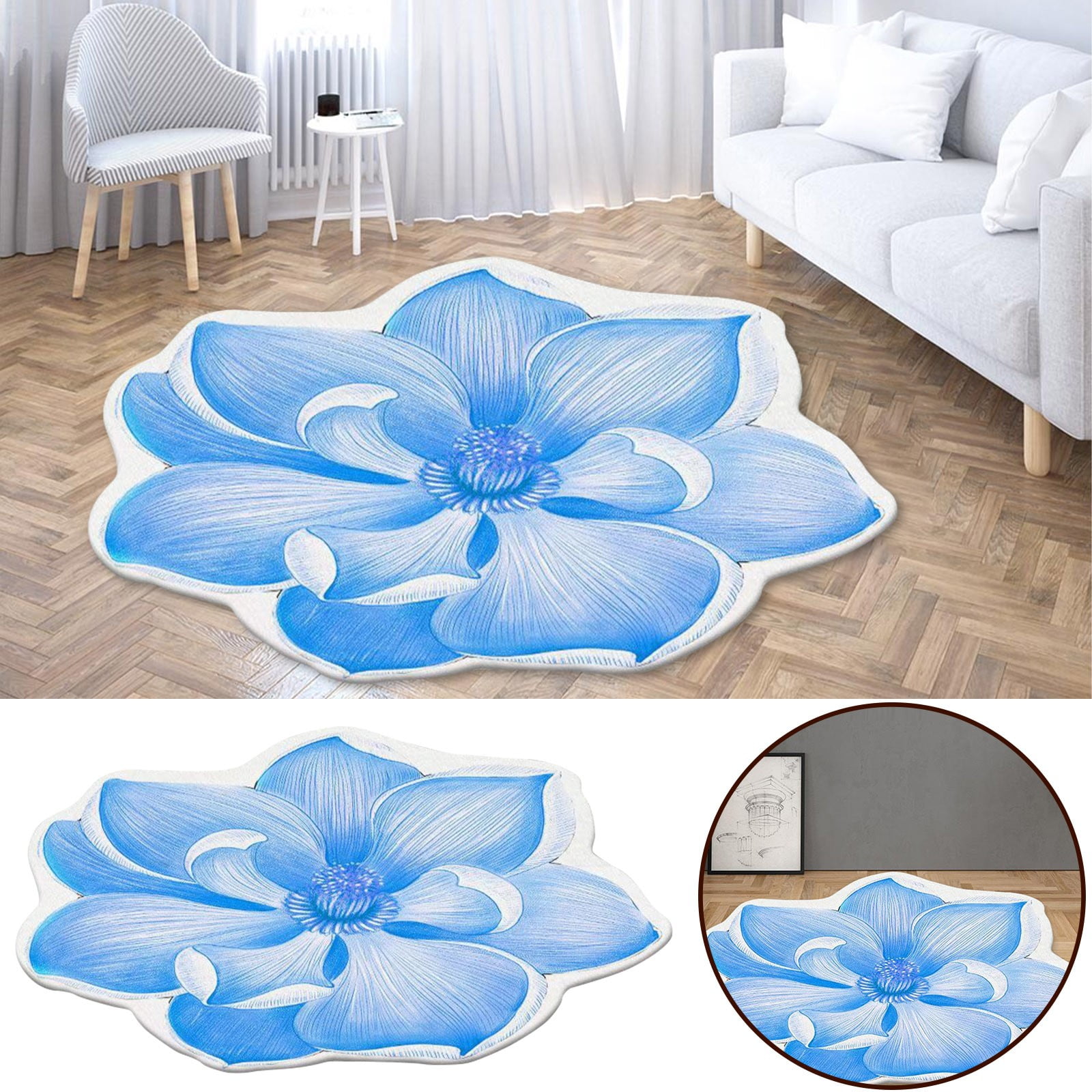 Hxoliqit Heat Transfer 3D Shaped Flower Floor Mat Sofa Bedroom Living ...