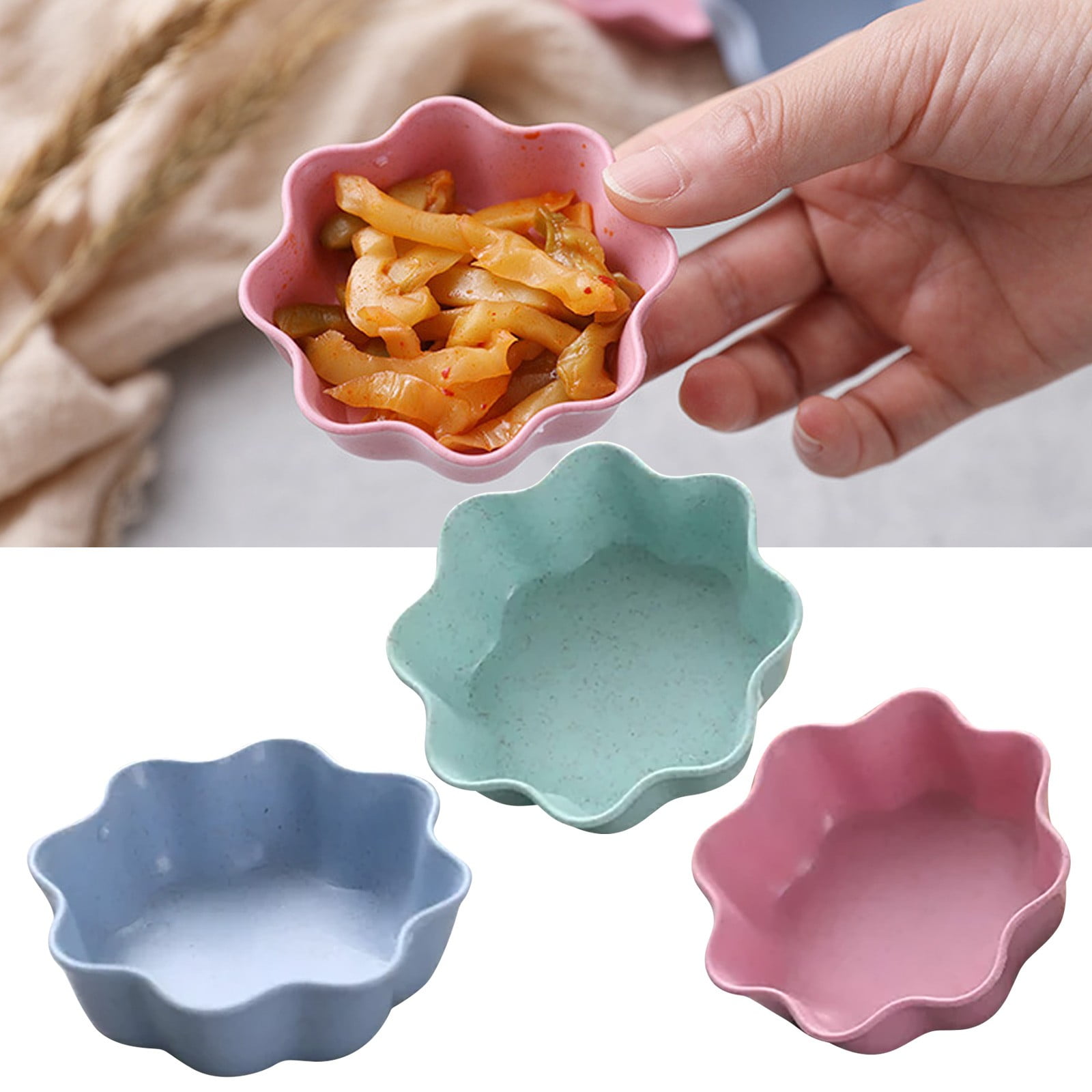 Set Of 3 Small Wheat Dipping Dishes Dip Bowls Dish Condiment - Walmart.com