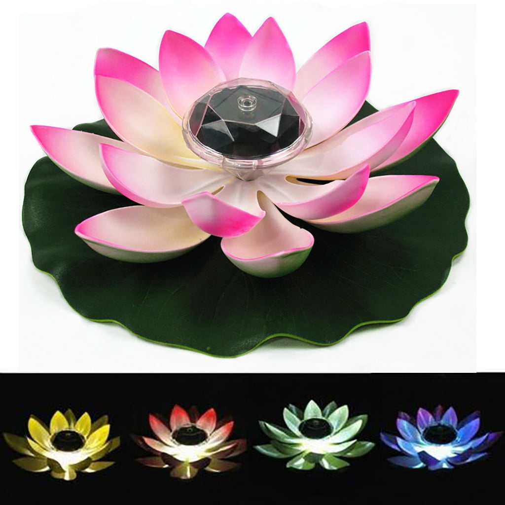 Hxoliqit Solar Powered LED Flower Light Floating Pond Garden Pool Lamp ...