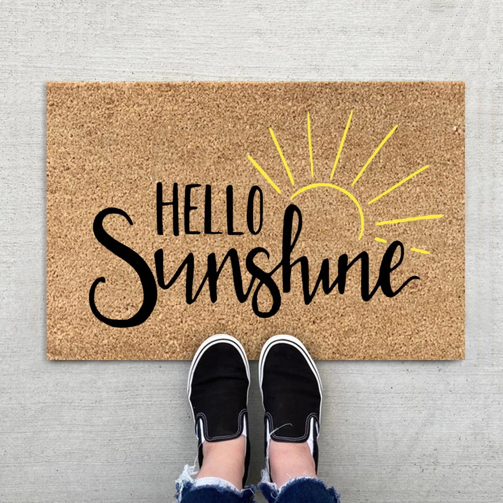 Hxoliqit Summer Welcome Sign Hello Sunshine Flip Flop Doormat Funny ...