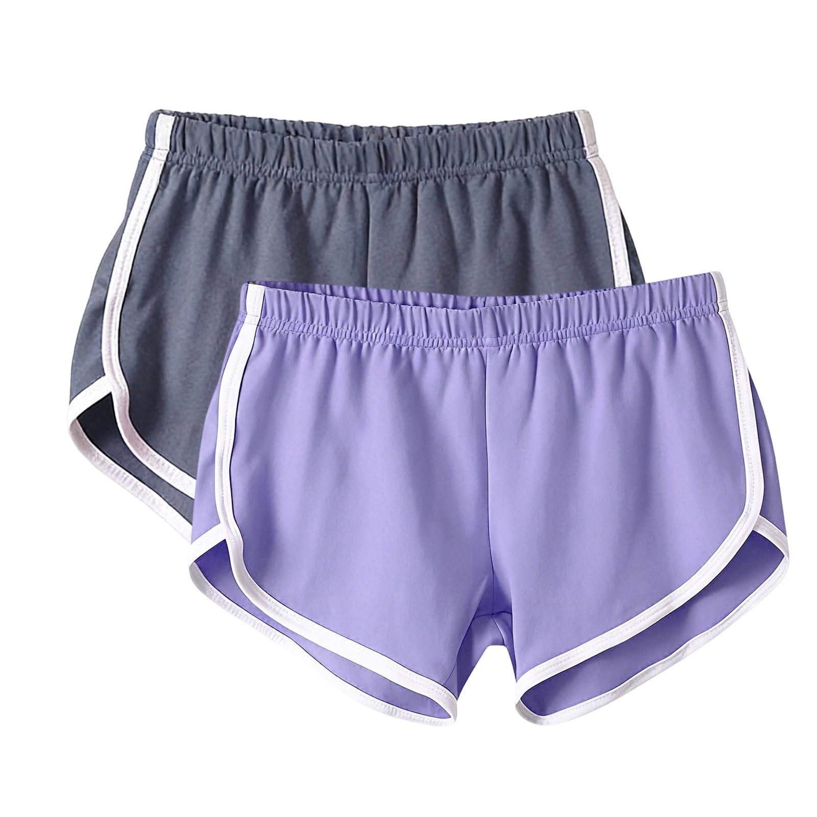 Hxshgdsn 2 Pack Athletic Shorts for Womens Colorblock Trim Elastic ...