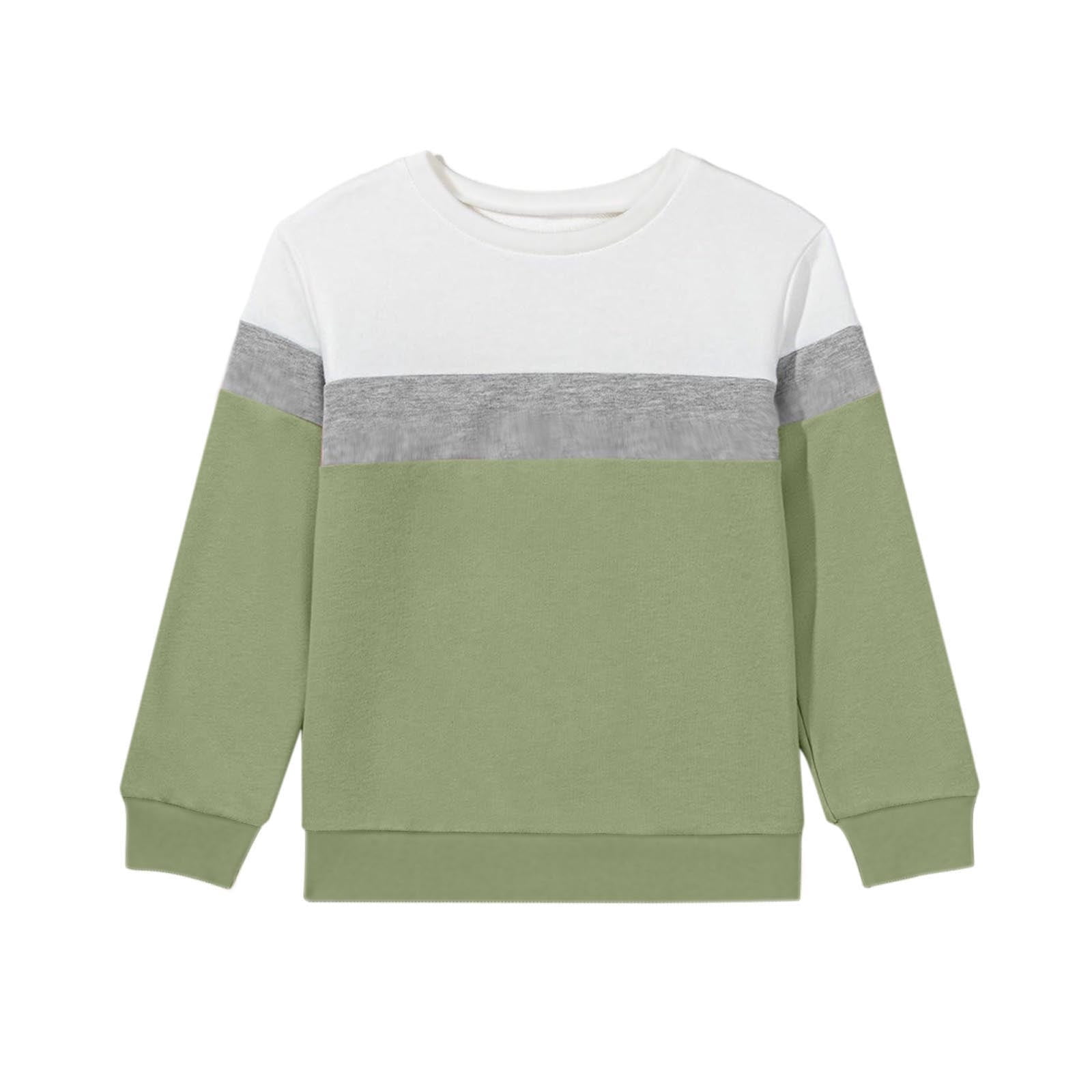 Hxshgdsn Girls Crew Neck Sweatshirts Trendy Color Block Long Sleeve ...