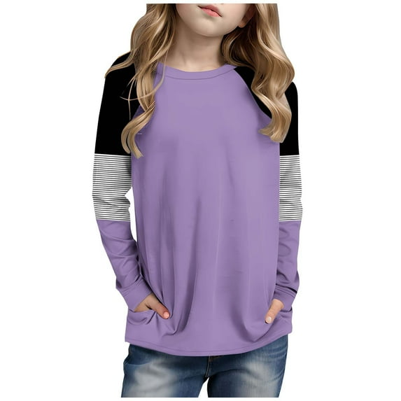 Hxshgdsn Girls Raglan Long Sleeve Sweatshirts Crew Neck Color Block ...