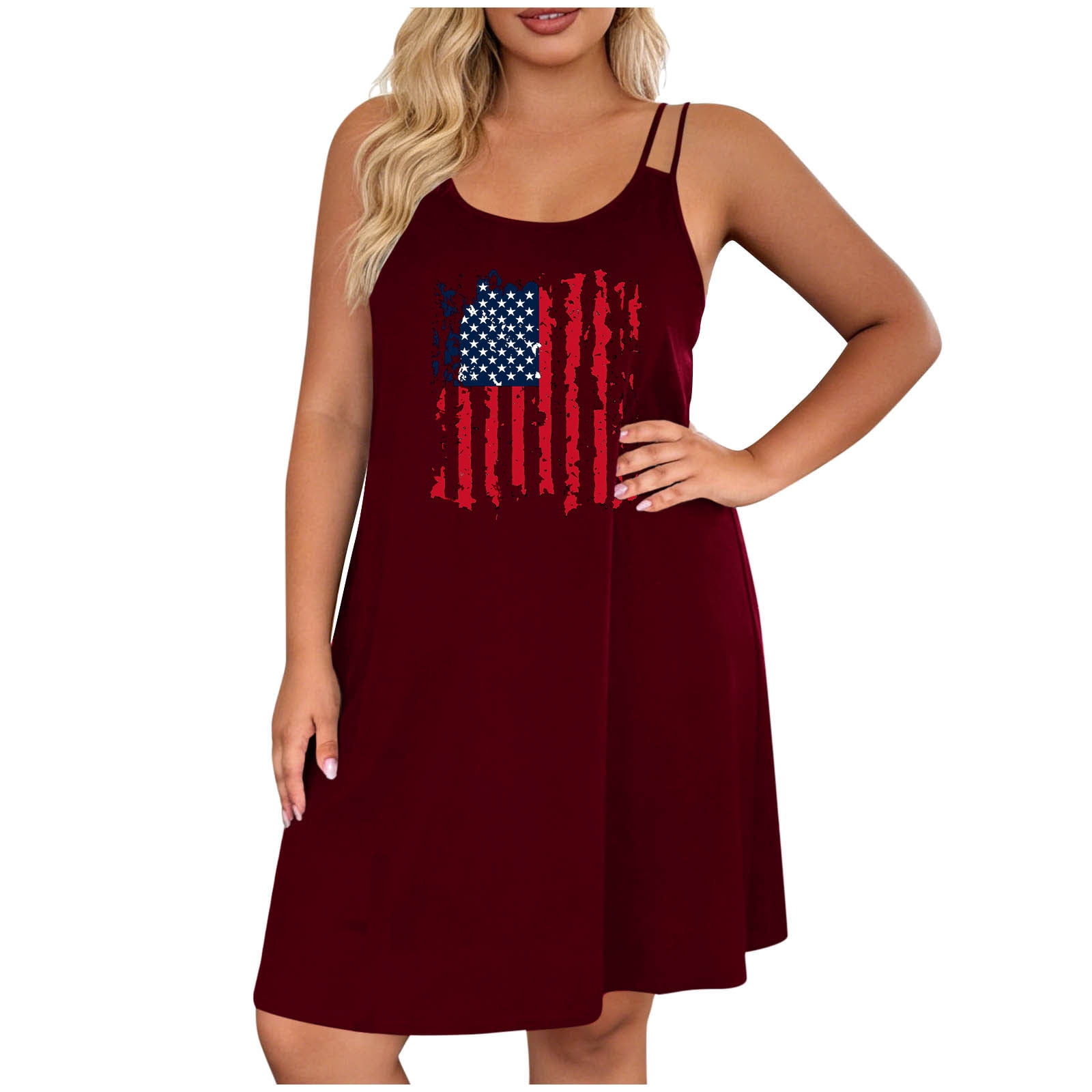 Hxshgdsn Independence Day Womens A Line Dress July 4th Distressed ...