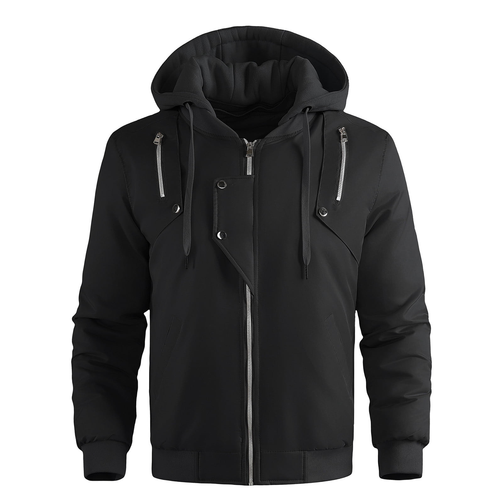 Hxshgdsn Men Thermal Winter Jacket With Hood Multi Zipper Pockets，Soft ...