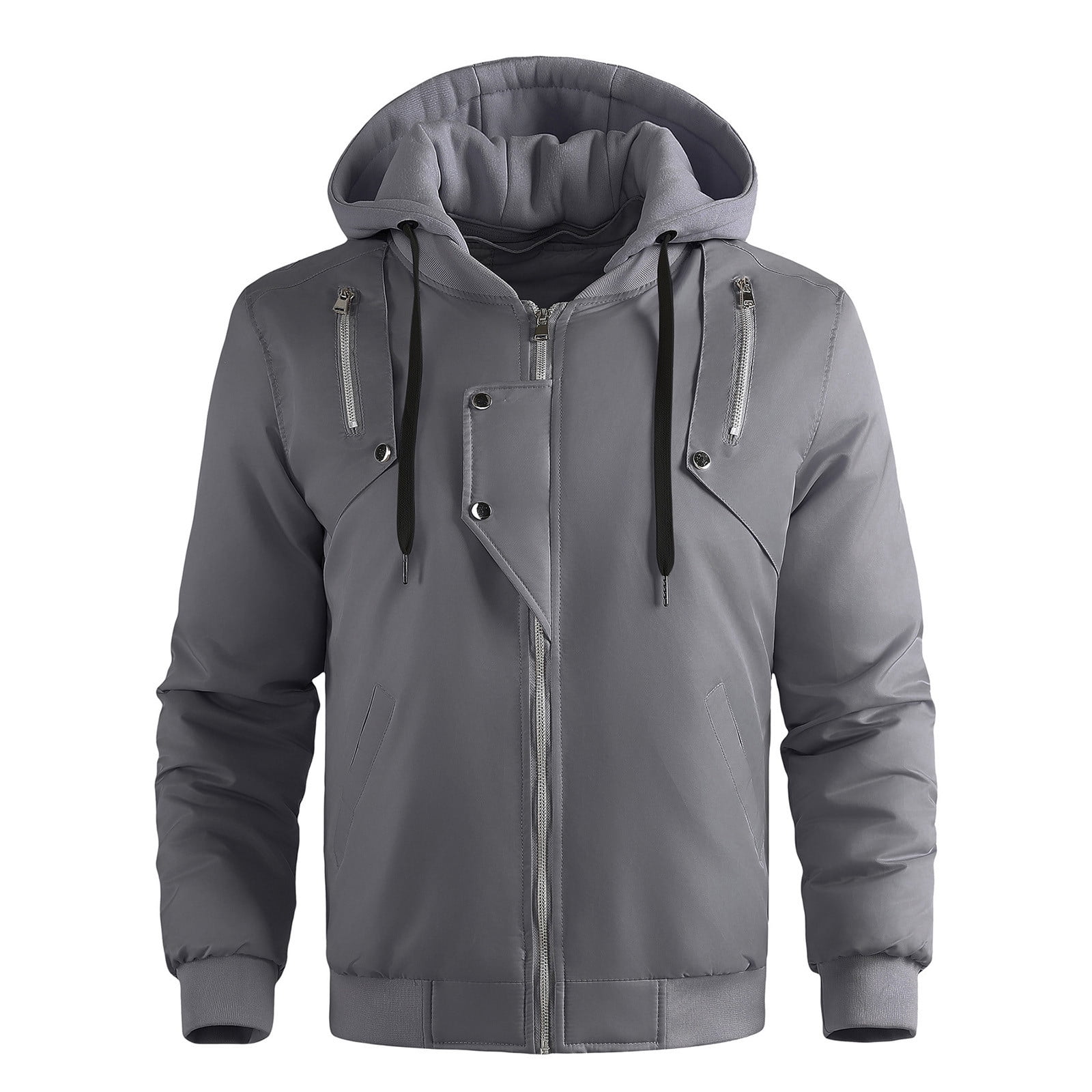 Hxshgdsn Men Thermal Winter Jacket With Hood Multi Zipper Pockets，Soft ...