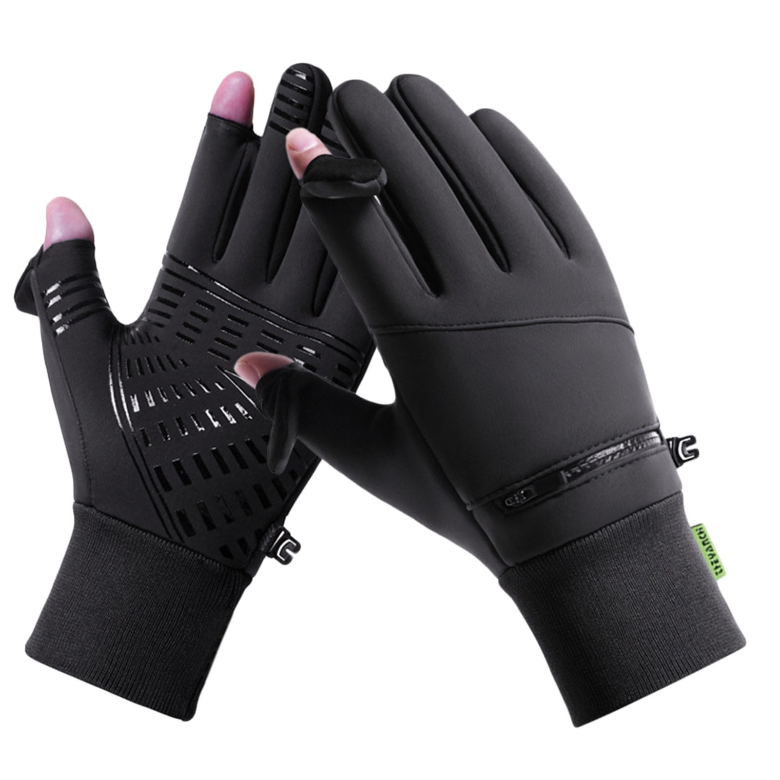 Hxshgdsn Mens Two Finger Exposed Gloves Touchscreen Windproof Thermal ...