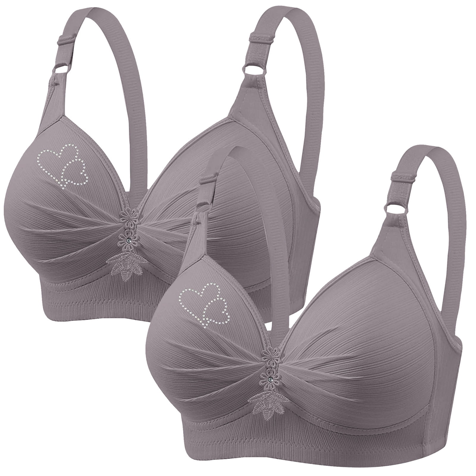 Hxshgdsn Womens 3PC Plus Size Bras Embroidered Full Coverage Push Up ...