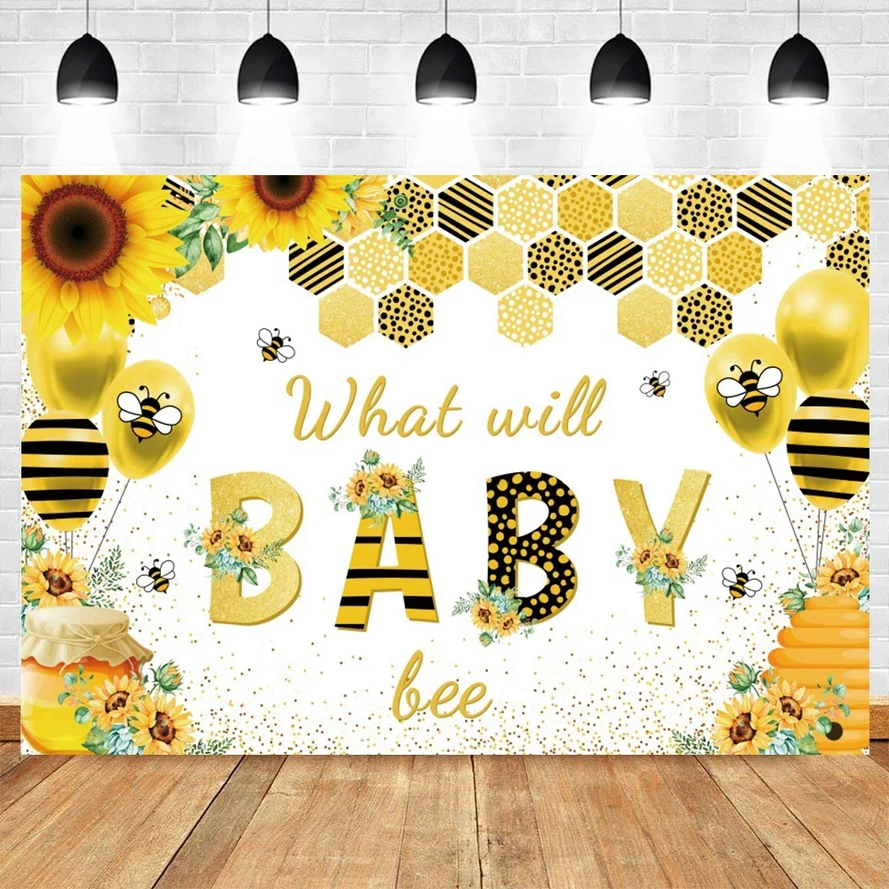 Hy Bee Baby Birthday Backdrop for Photography Glitter Gold Sunflowers ...