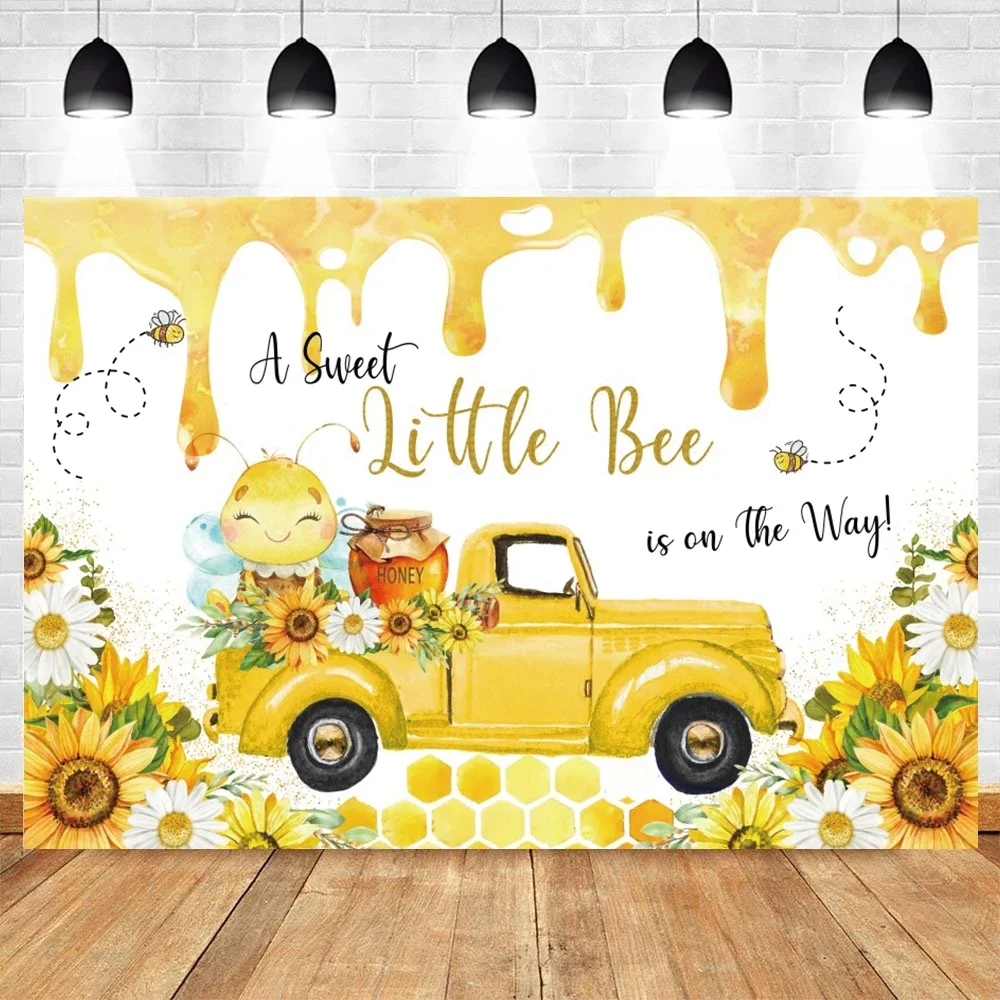 Hy Bee Baby Birthday Backdrop for Photography Glitter Gold Sunflowers ...