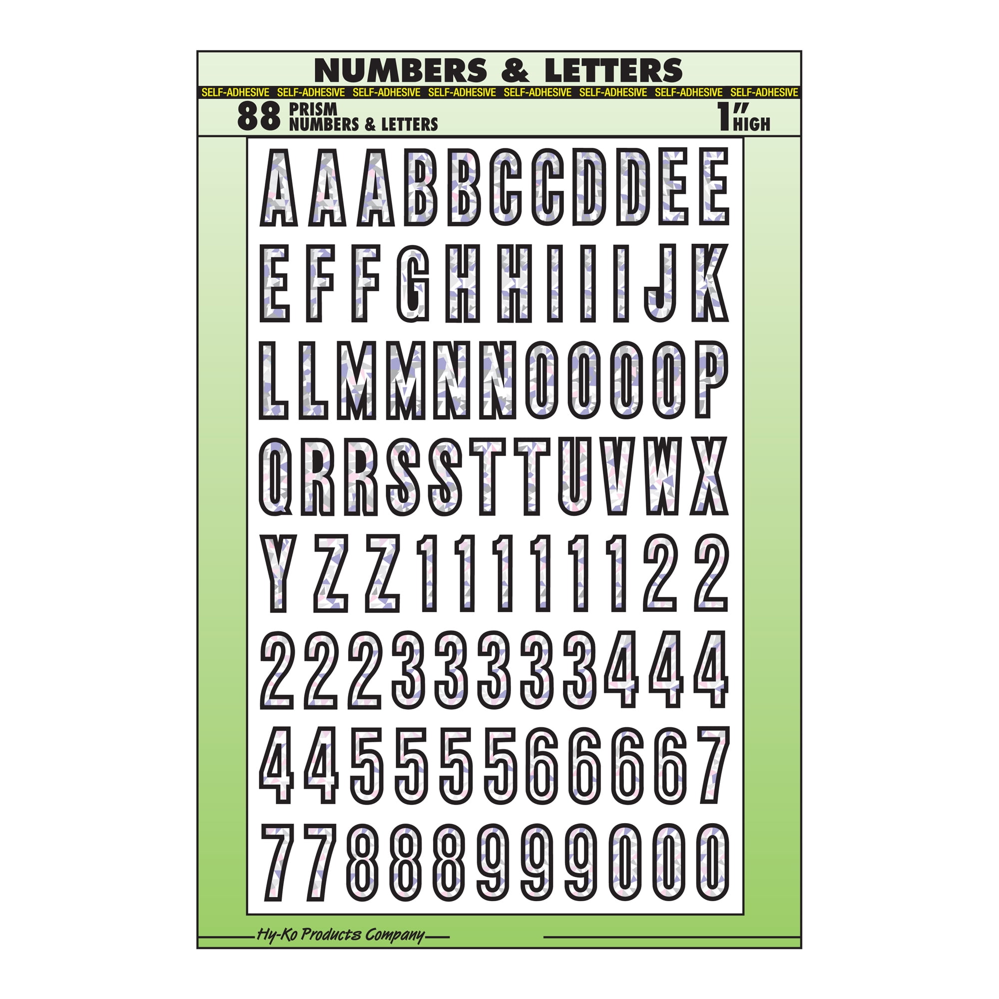 Hy-Ko 1' Vinyl Adhesive Silver Number/Letter 88-piece Set - Walmart.com