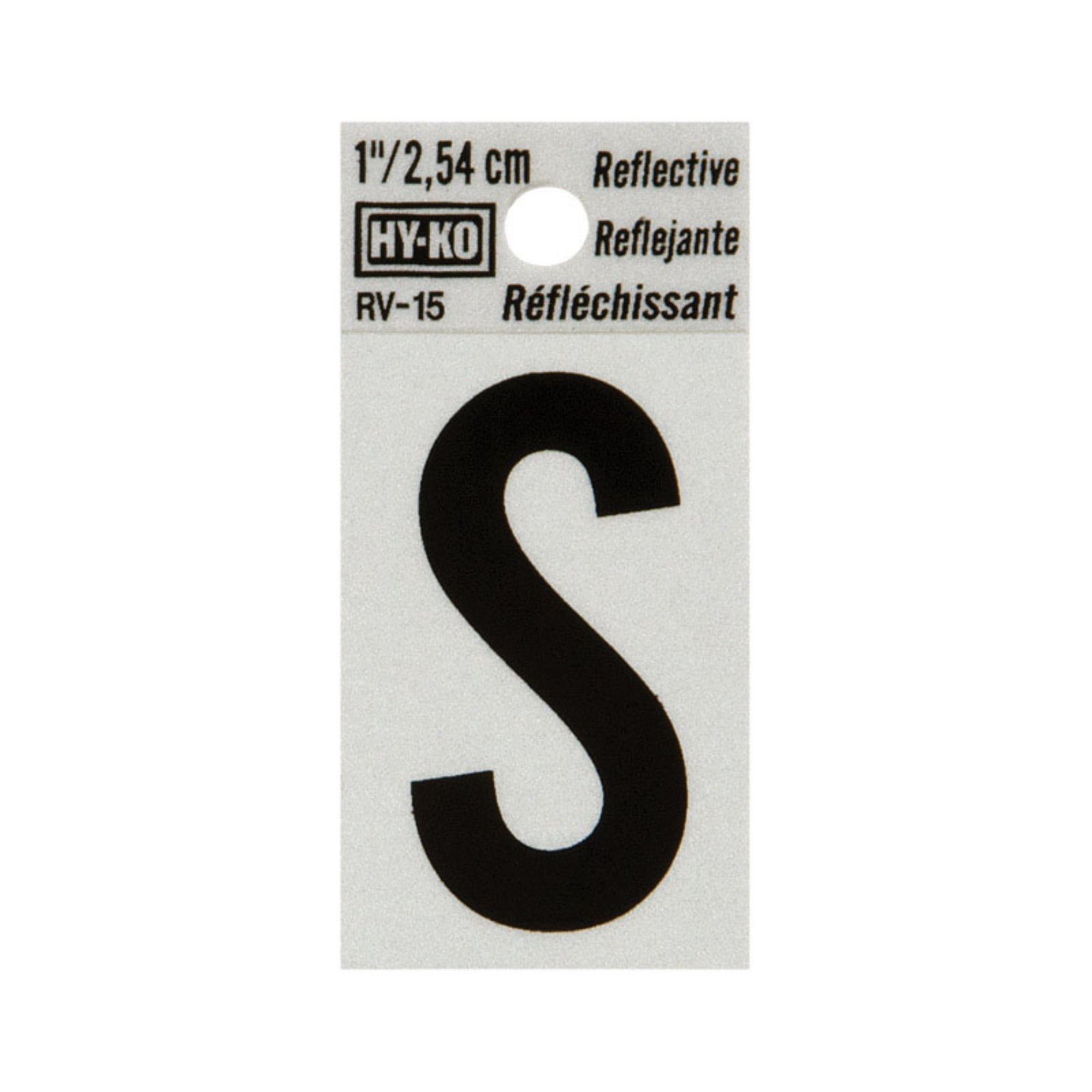 Hy-Ko 1 in. Reflective Black Vinyl Self-Adhesive Letter S 1 pc ...