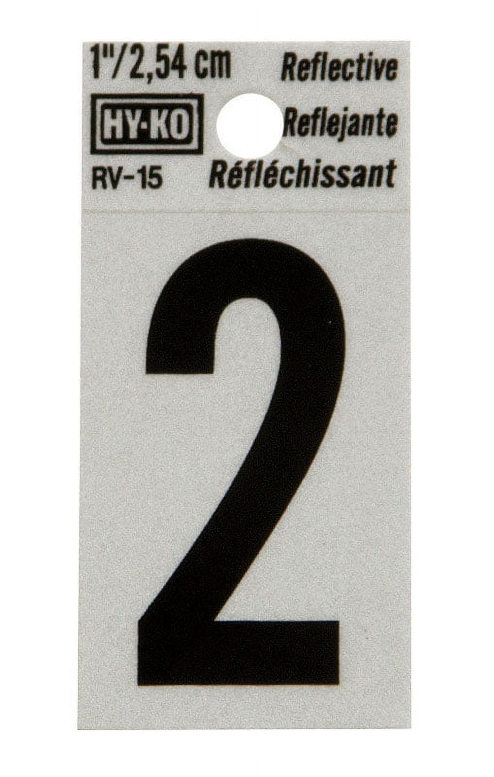 RV-15/2 Address Numbers, "2", Reflective Black/Silver Vinyl, Adhesive ...