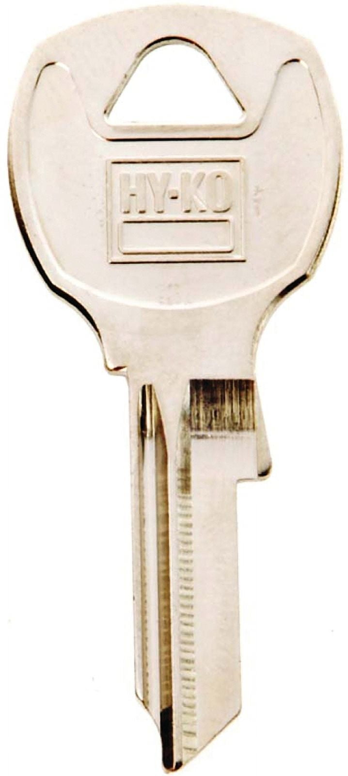 Hy-Ko 11010NA14 Key Blank, 2 in L x 0.87 in W, Brass, Nickel Plated ...