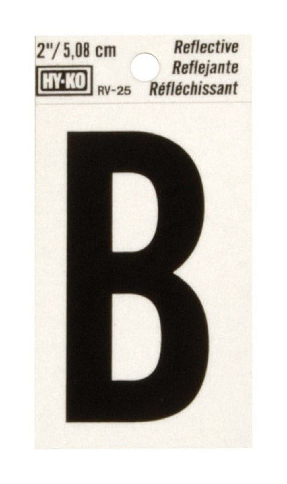 Hy-Ko 2 in. Reflective Black Vinyl Self-Adhesive Letter B 1 pc ...