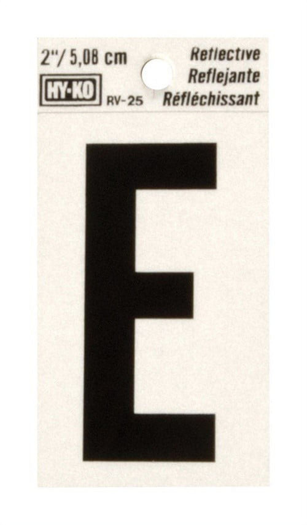Hy-Ko 2 in. Reflective Black Vinyl Self-Adhesive Letter E 1 pc ...