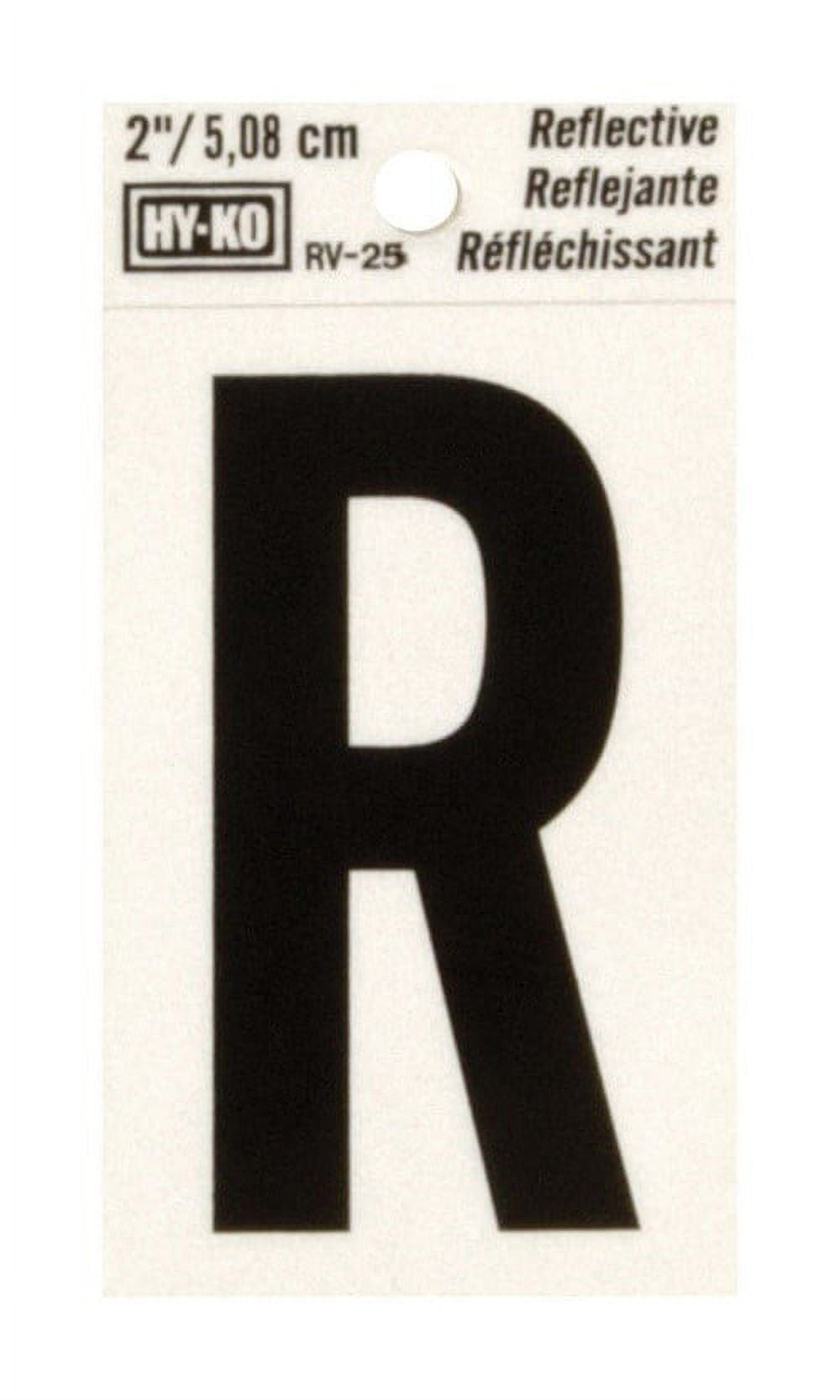 RV-25/R Address Letters, "R", Reflective Black/Silver Vinyl, Adhesive ...