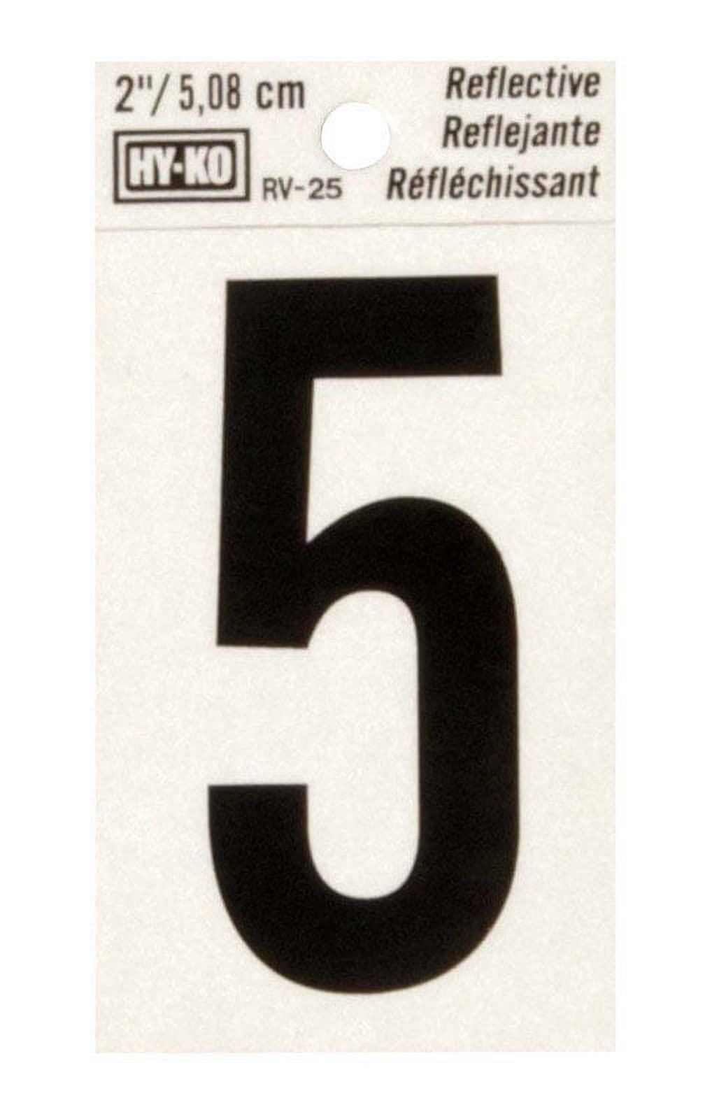 Hy-Ko 2 in. Reflective Black Vinyl Self-Adhesive Number 5 1 pc ...