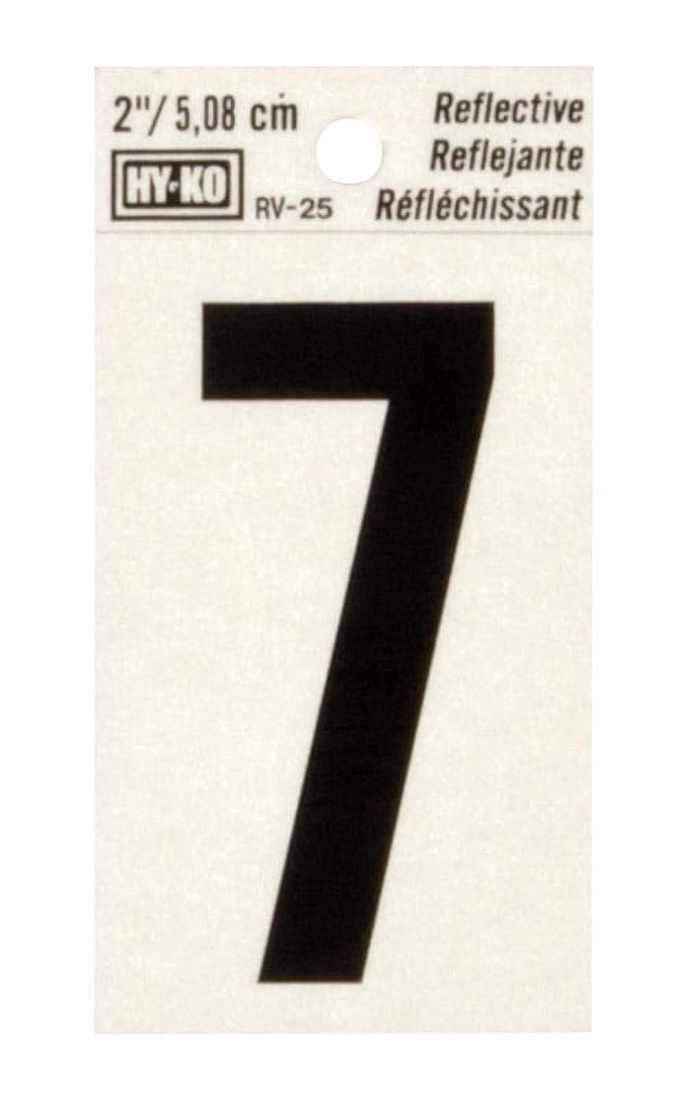 Hy-Ko 2 in. Reflective Black Vinyl Self-Adhesive Number 7 1 pc ...