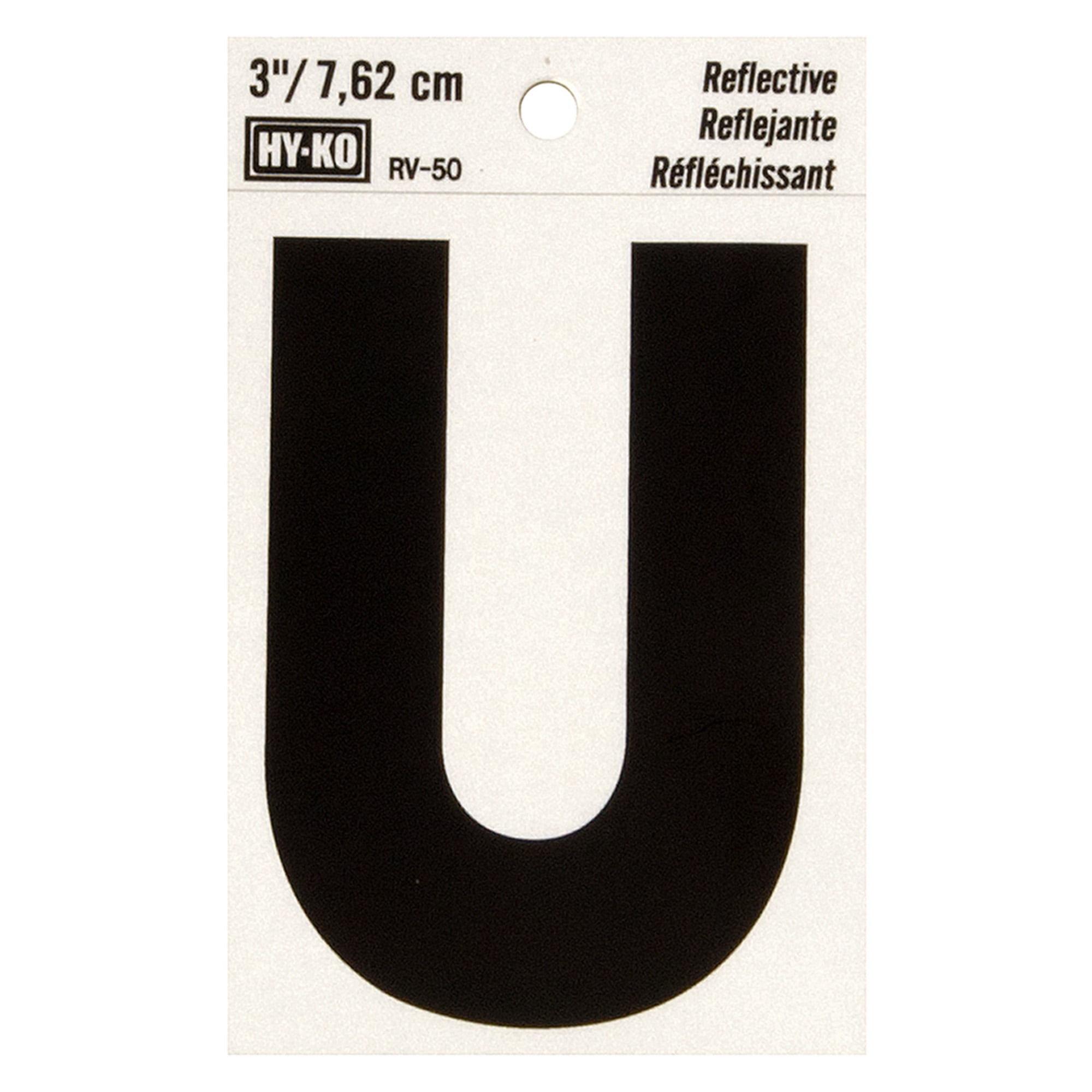 Hy-Ko 3" Reflective Vinyl Letter U - Self-Adhesive, Weather-Resistant ...