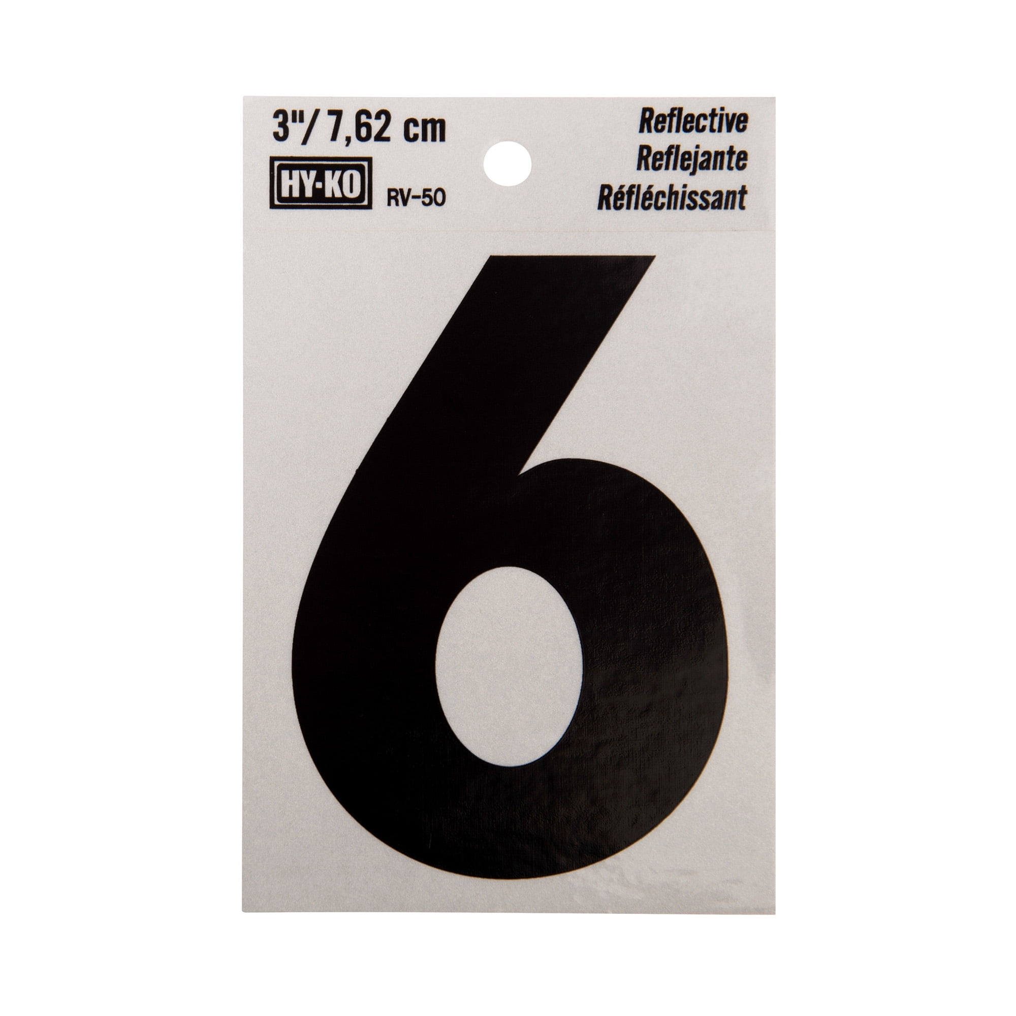 HY-KO 3" Reflective Vinyl Number 6 - Walmart.com