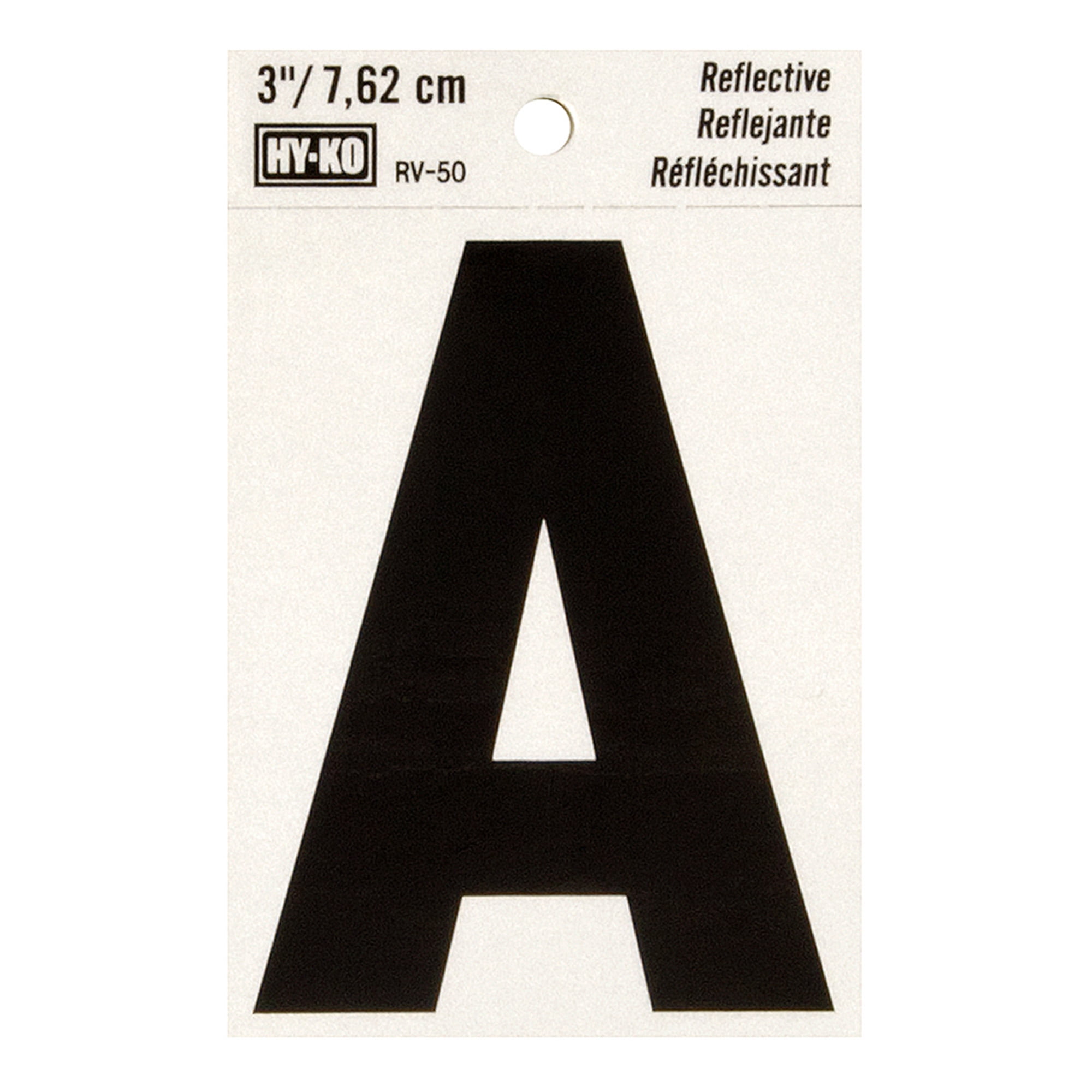 Hy-Ko 3 Inch Reflective Vinyl Self-Adhesive Sticker Letter a for ...
